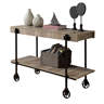 Trent Austin Design® Industrial Sofa Console Table With Open Bottom Shelf, Natural Tone Slat ...